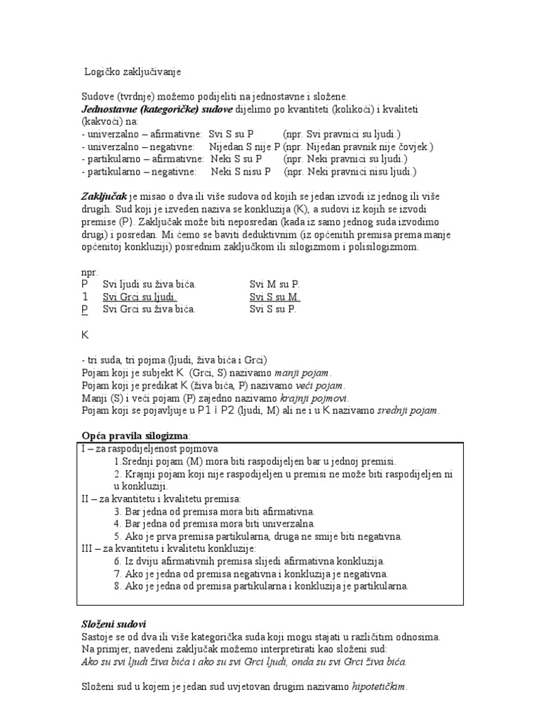 Logicko Zakljucivanje | PDF