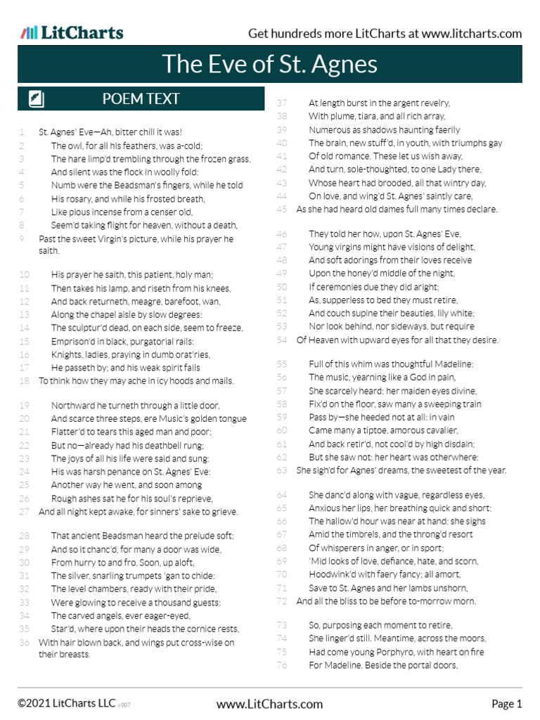 The Eve of St. Agnes | PDF | Poetry