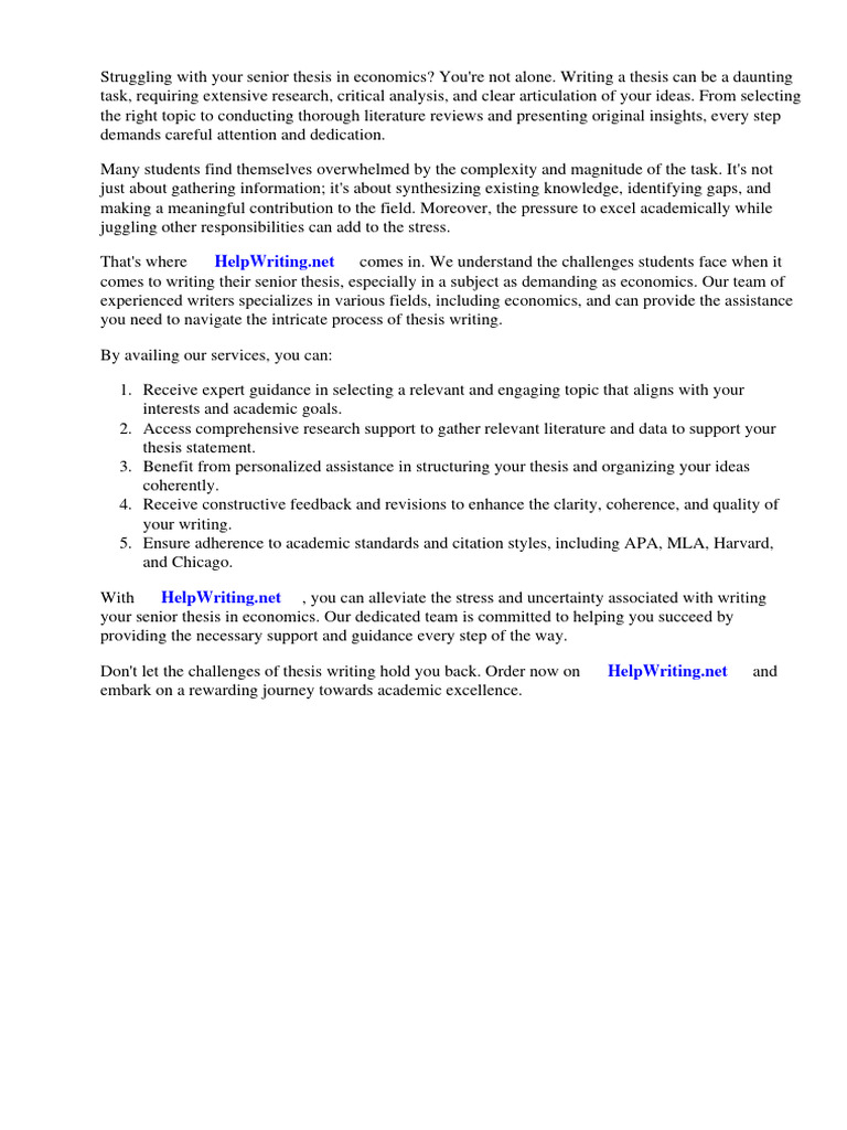 Senior Thesis Topics Economics | PDF