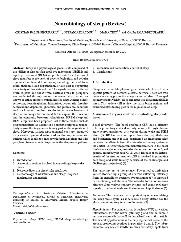 4..neurobiology of Sleep | PDF | Sleep | Neuroscience