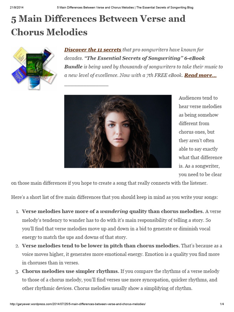 5 Main Differences Between Verse and Chorus Melodies - The Essential ...