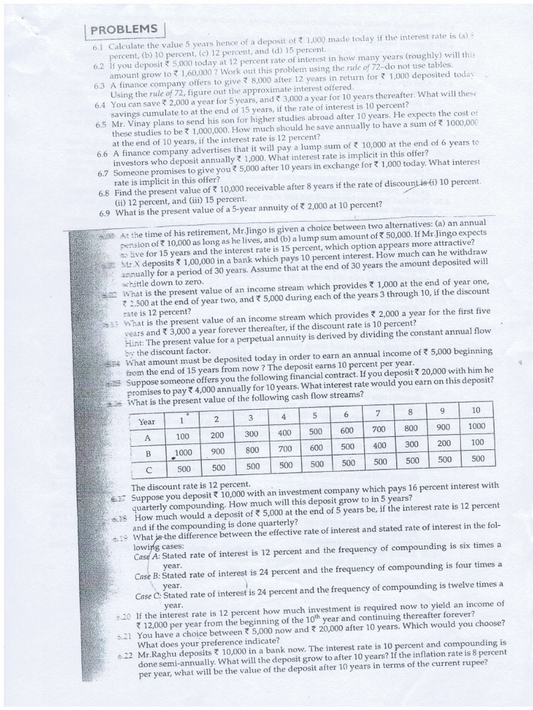 Time Value of Money Problems | PDF
