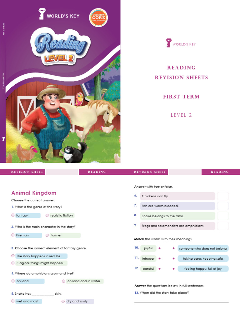 World'S Key: Reading Revision Sheets | PDF | Poetry | Amphibian