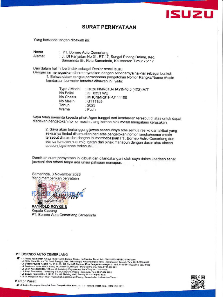 Surat Permohonan Ketok Mesin | PDF