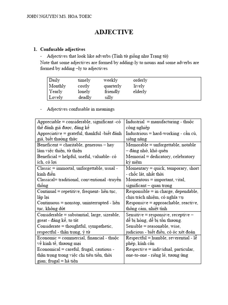 Confusing Adjective | PDF