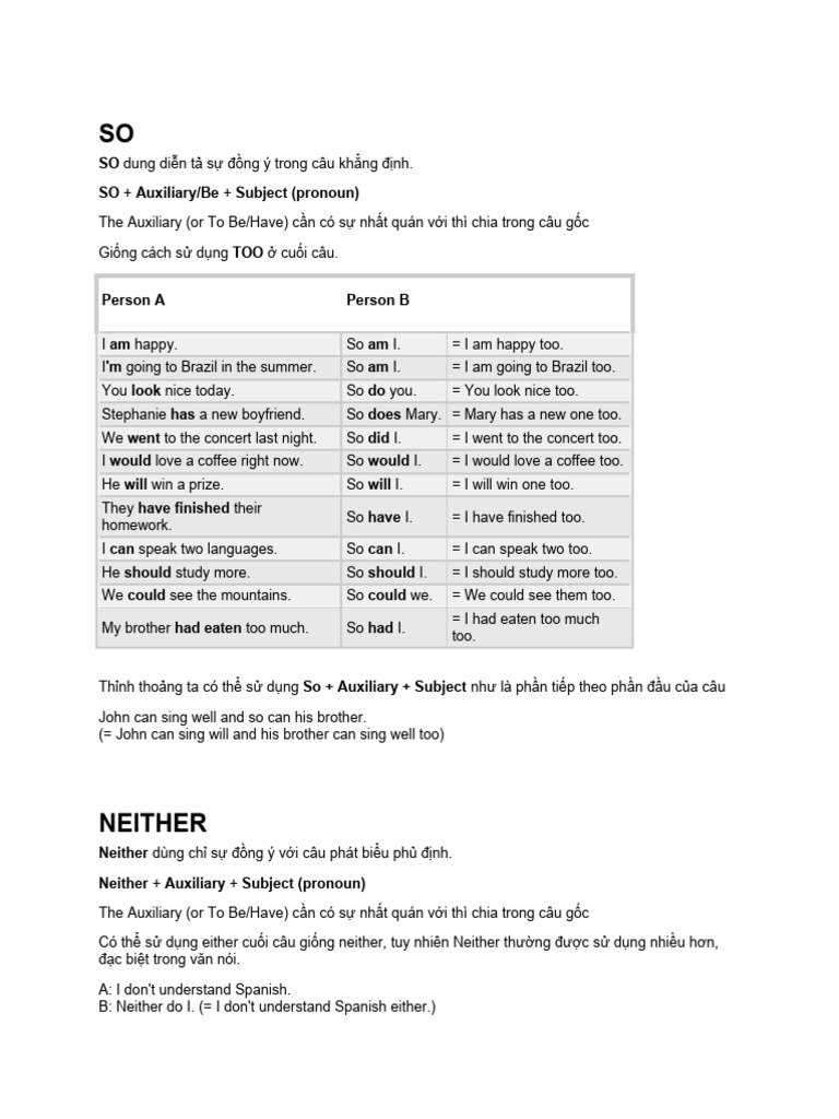 SO-neither-either Ss | PDF