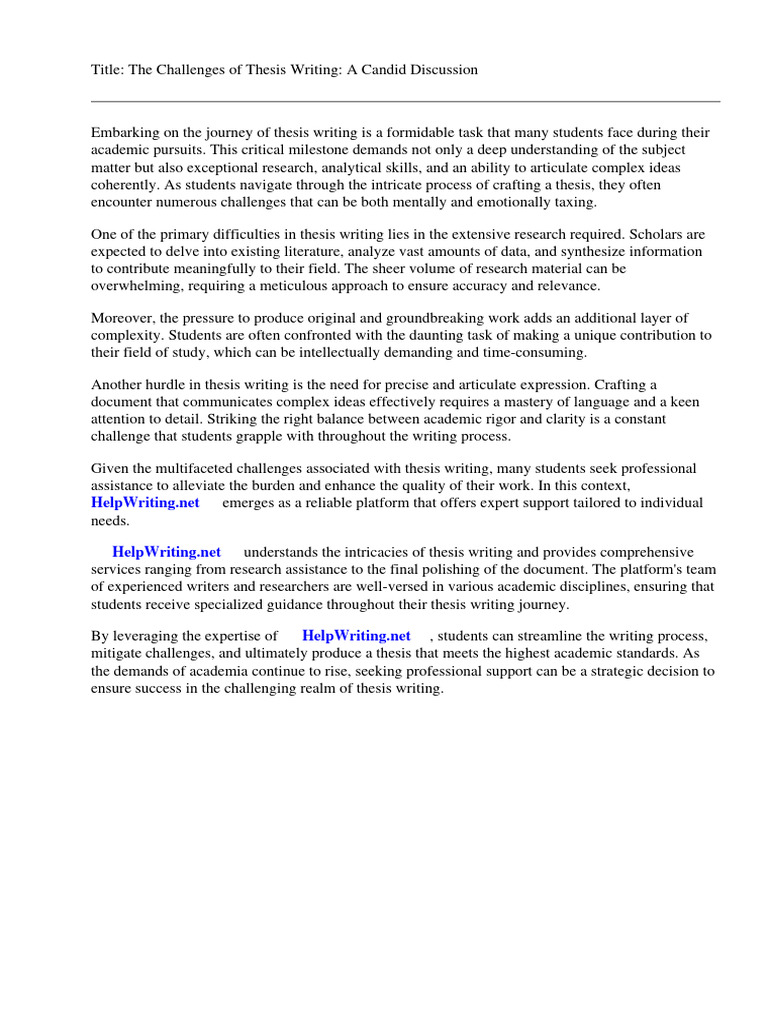 Thesis Writing Discussion | PDF