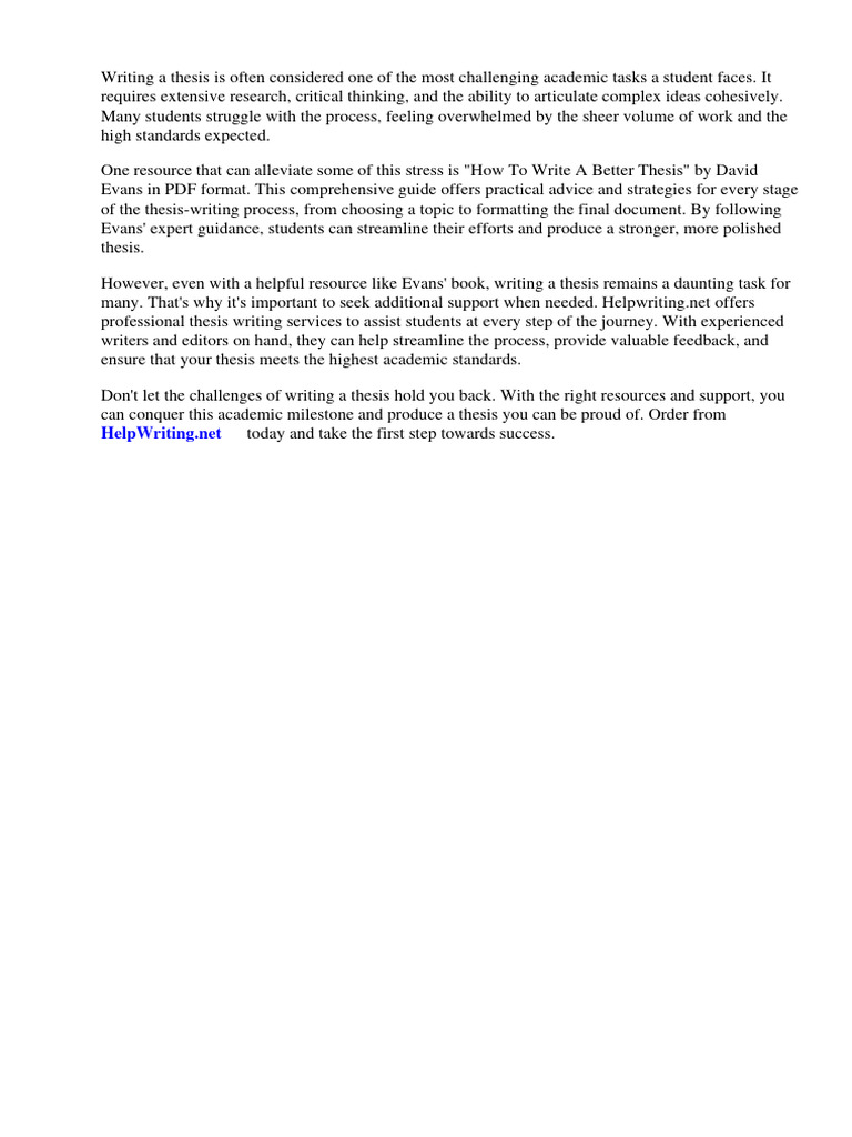 How To Write A Better Thesis David Evans PDF | PDF | Thesis | Thought