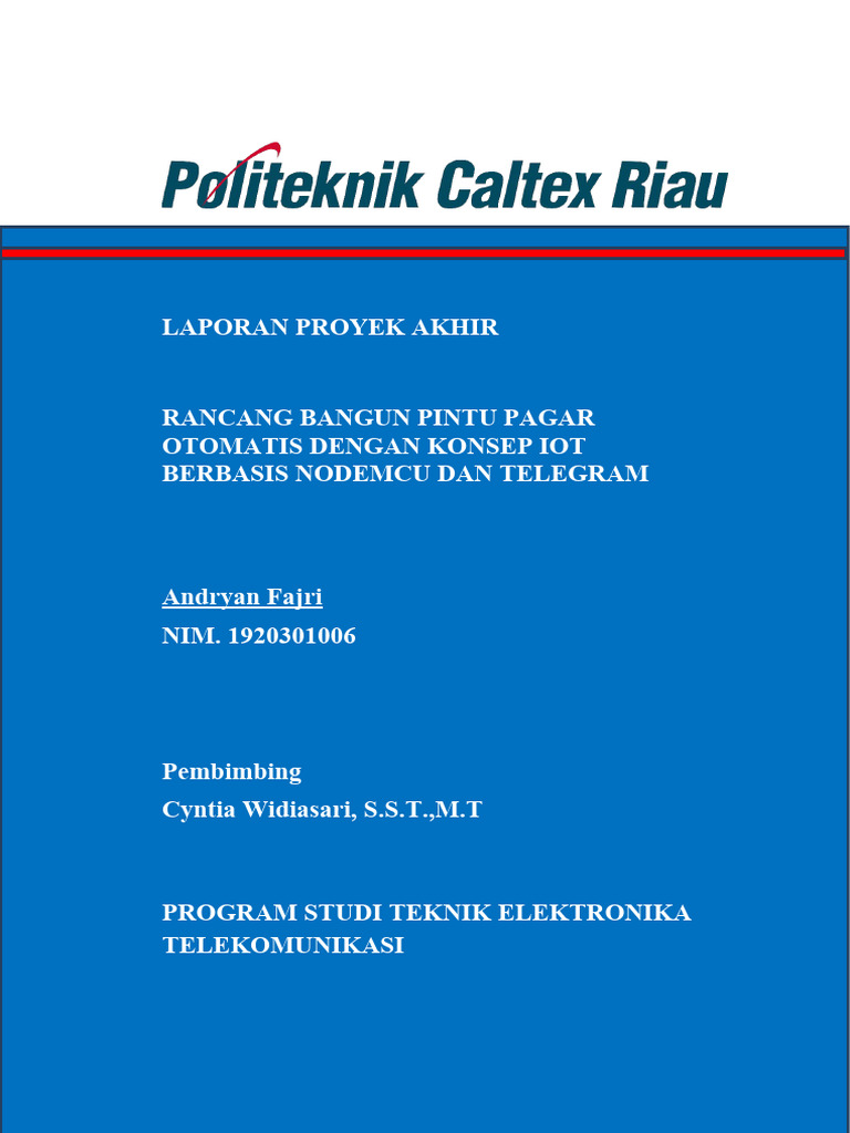 Rancang Bangun Pintu Pagar Otomatis Dengan Konsep IOT | PDF