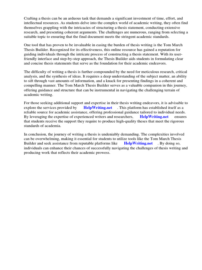 Tom March Thesis Builder | PDF