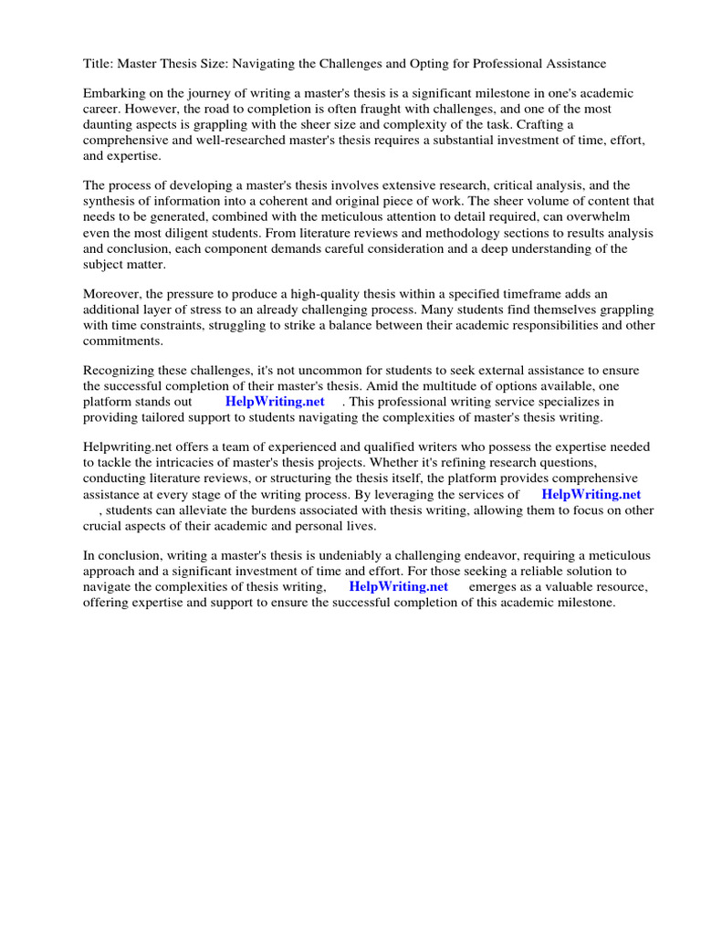 Master Thesis Size | PDF | Thesis