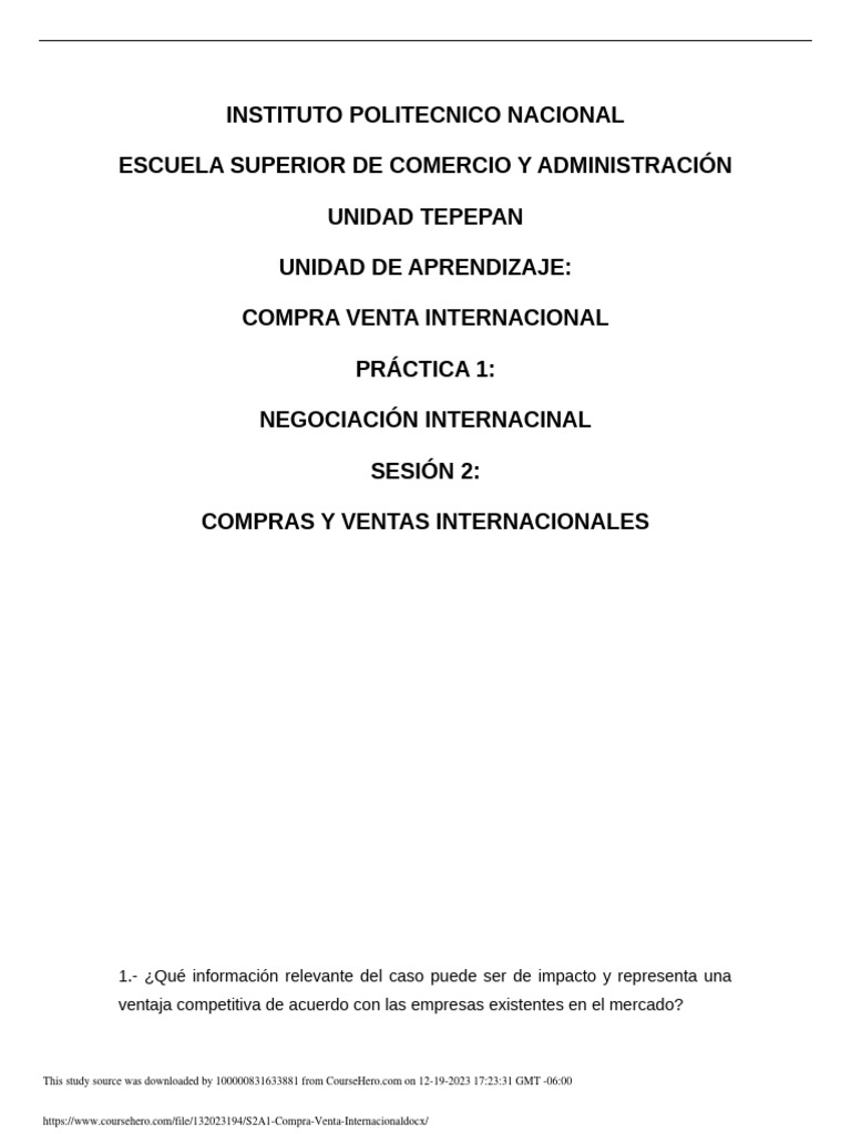 S2A1 Compra Venta Internacional | PDF | Mercado (economía) | Business