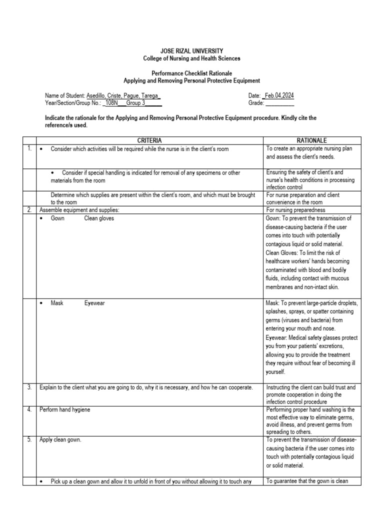 PPE Application and Removal Guide | PDF | Personal Protective Equipment ...