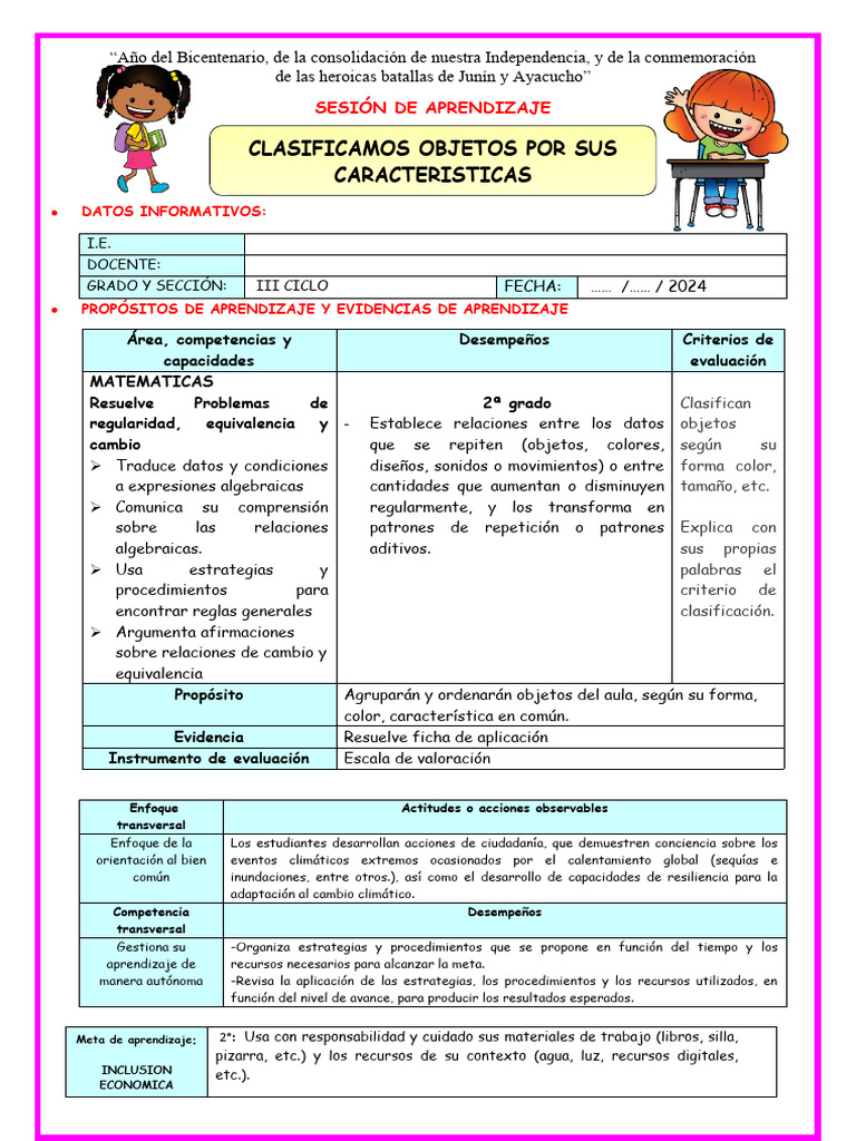 2º U1 S1 Sesion D4 Mat Clasificamos Objetos | PDF 2º U1 S1 Sesion D4 Mat Clasificamos Objetos | PDF