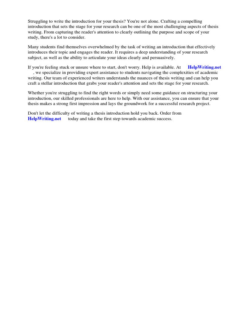 How To Write Introduction For My Thesis | PDF | Essays | Thesis