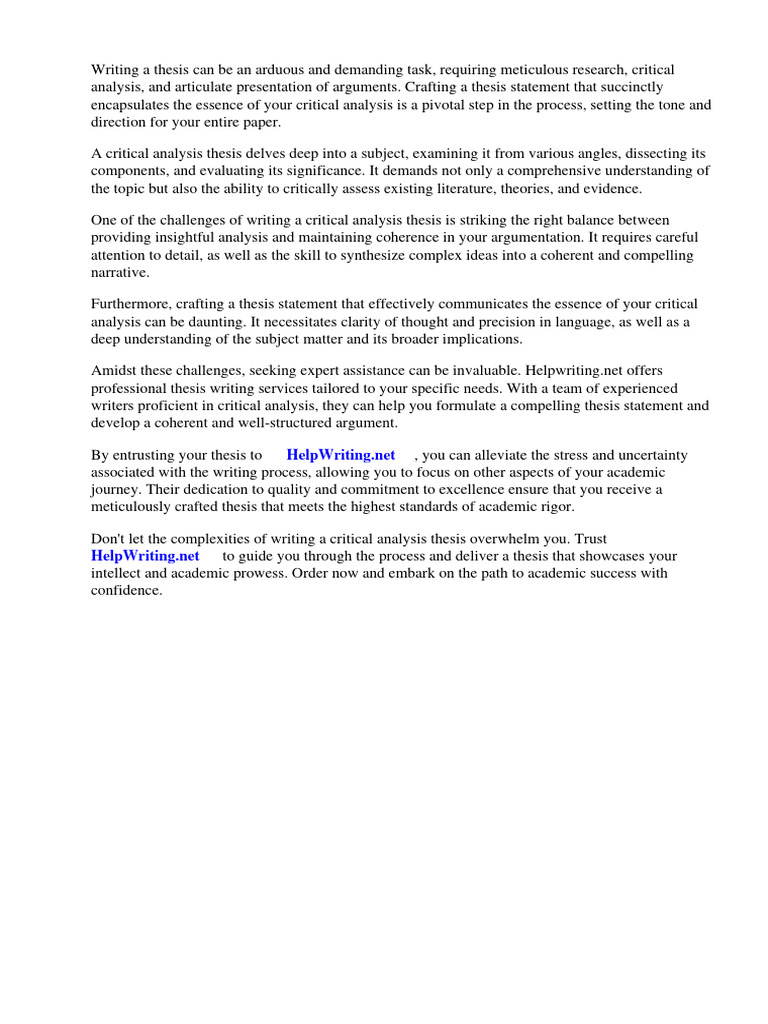 Critical Analysis Thesis Statement Examples | Download Free PDF ...