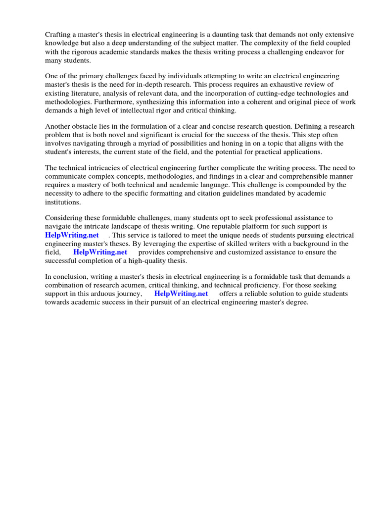 Electrical Engineering Masters Thesis Examples | PDF | Career & Growth ...