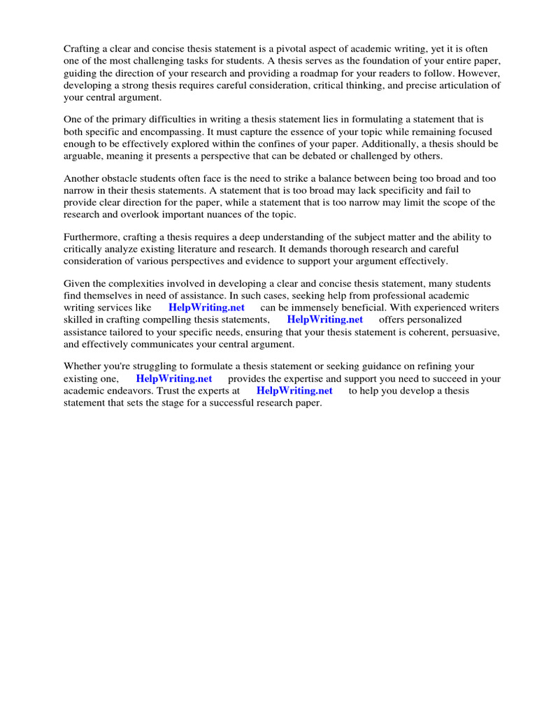 What Is Needed To Develop A Clear and Concise Thesis Statement | PDF | Essays | Thesis