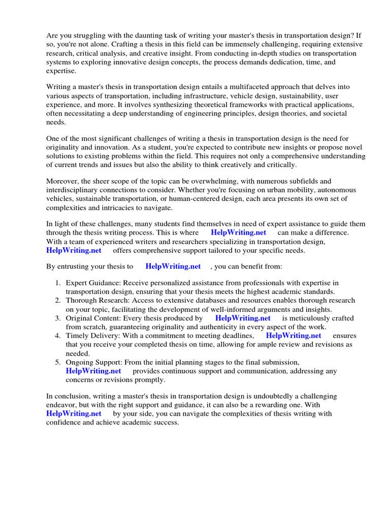 Master's Thesis Help in Transport Design | PDF | Transport | Plug In Hybrid