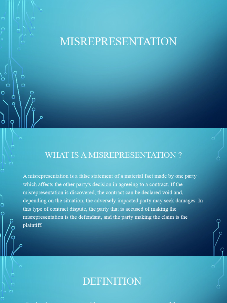 MISREPRESENTATION | PDF | Misrepresentation | Common Law