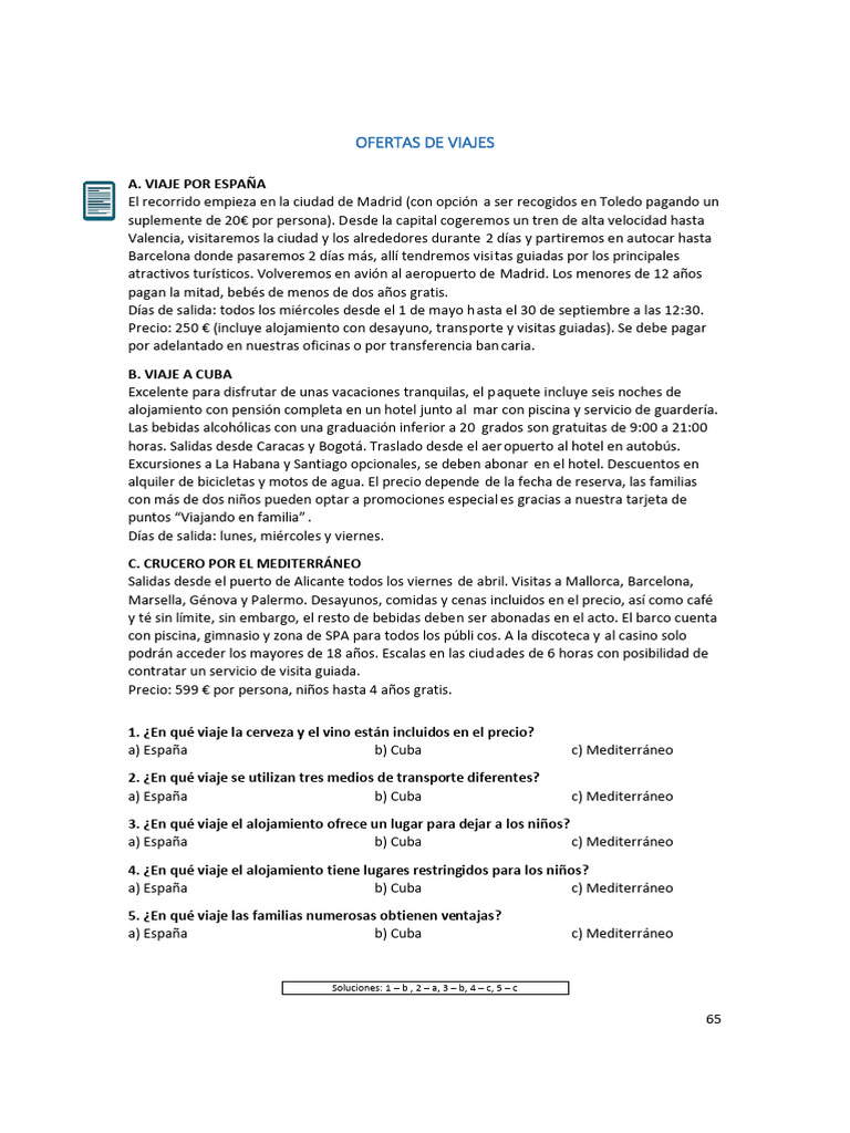 Ofertas de Viajes: España, Cuba y Crucero | PDF | Transporte