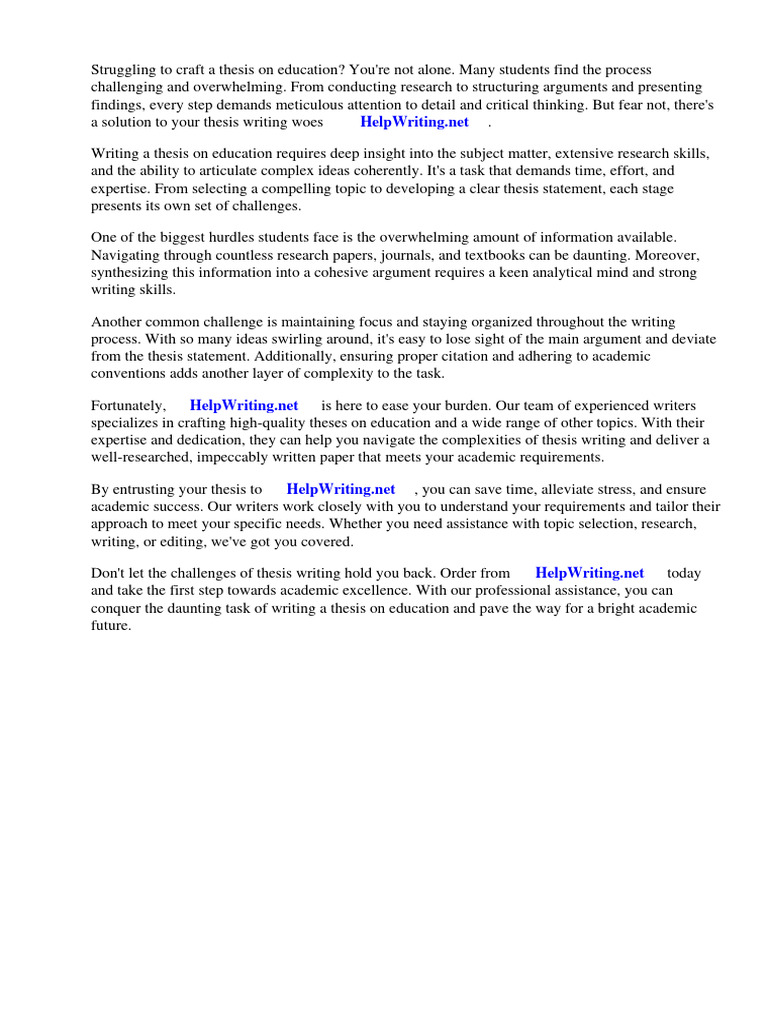 Example of Thesis Problem About Education | PDF | Thesis | Essays Example of Thesis Problem About Education | PDF | Thesis | Essays