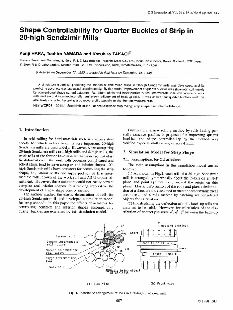 Shape Control For Quarter Buckles | PDF | Rolling (Metalworking ...
