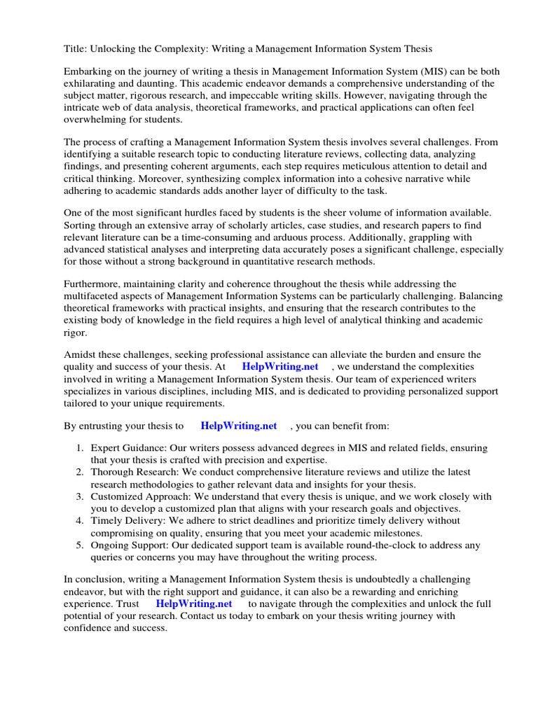 Management Information System Thesis Title | Download Free PDF ...