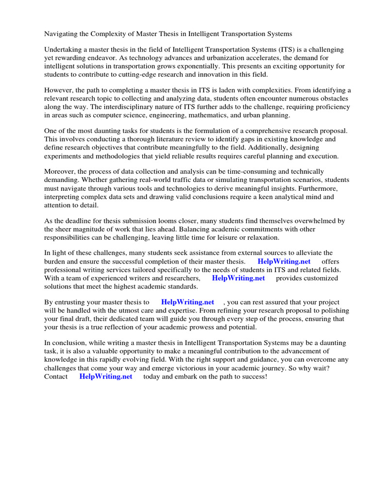 Master Thesis in Intelligent Transportation Systems | PDF | Computer ...