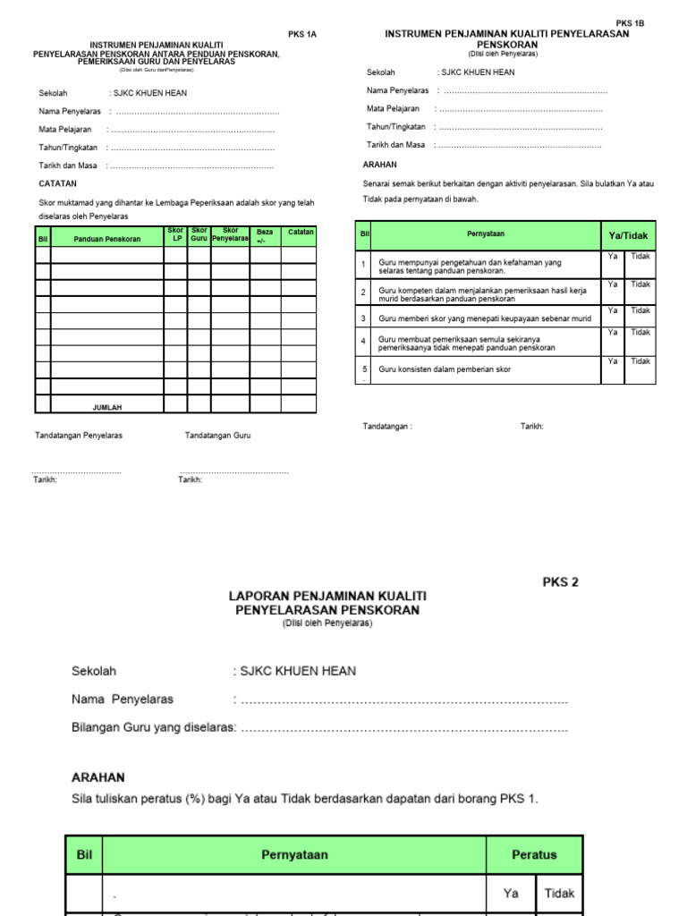 Borang Penyelaras Guru | PDF