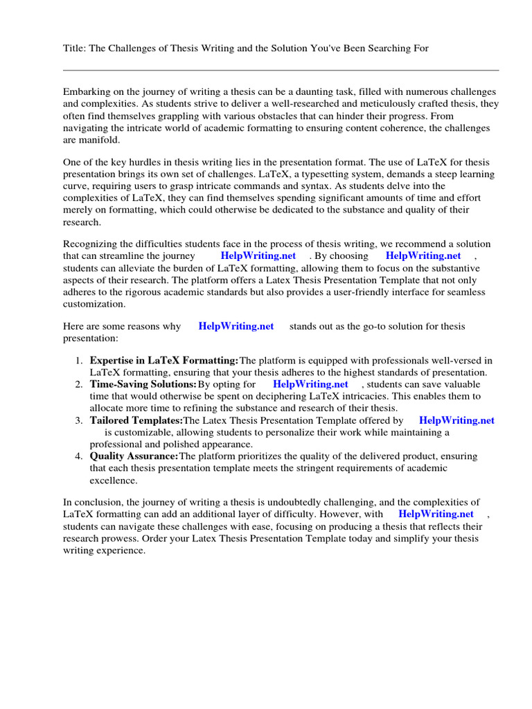 Latex Thesis Presentation Template | PDF | Thesis | Te X