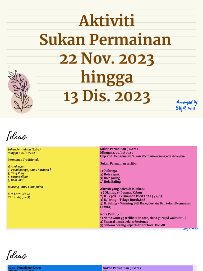 Aktiviti Sukan Permainan 2023 | PDF
