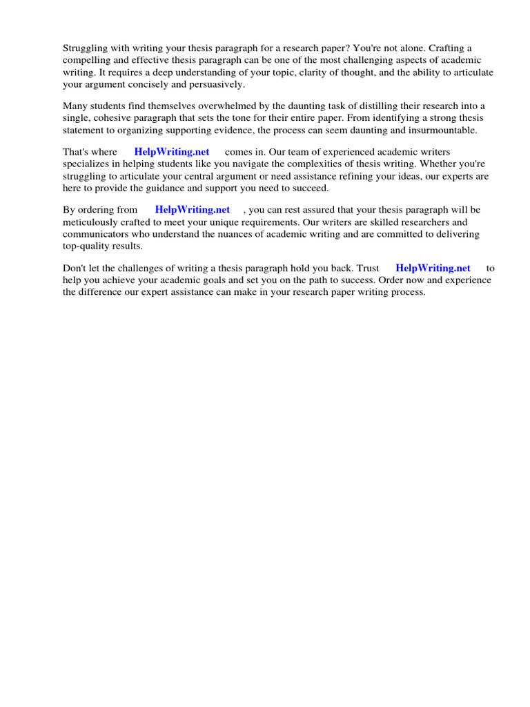 Crafting Your Thesis Paragraph Guide | PDF | Essays | Academic Publishing