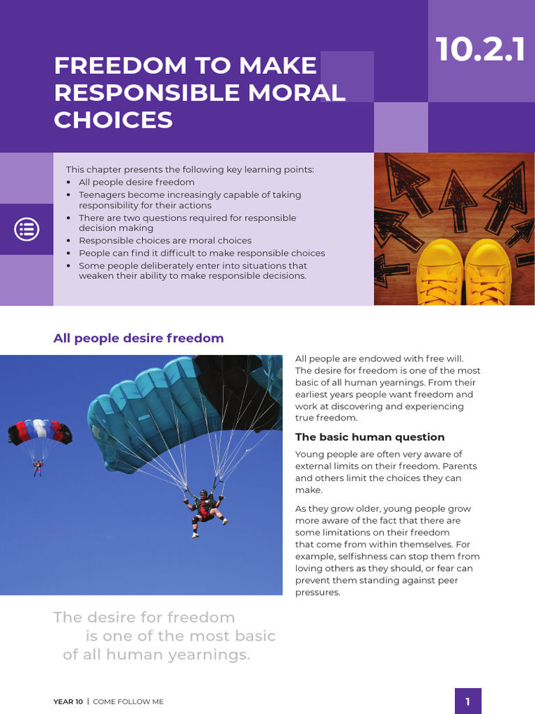 Freedom and Responsibility in Choices | PDF | Free Will | Adolescence