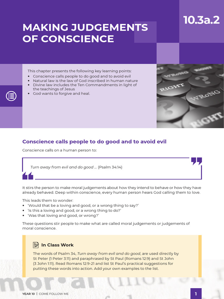 10.3a.2 Making Judgements of Conscience | PDF | Catholic Church ...