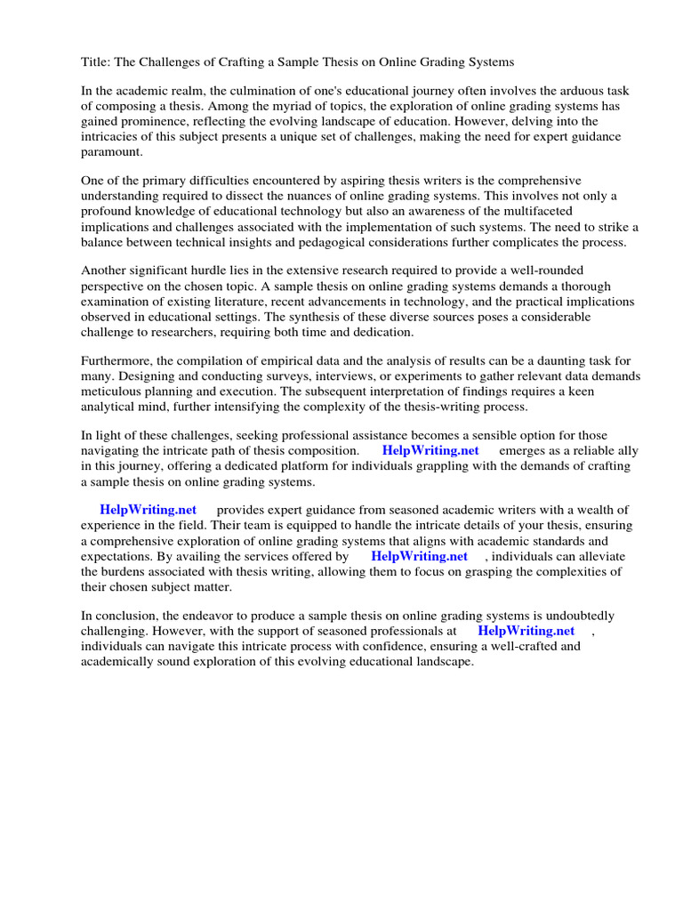 Sample Thesis Online Grading System | PDF