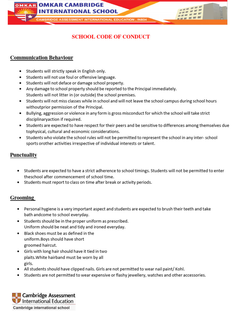School Code of Conduct-1 | PDF