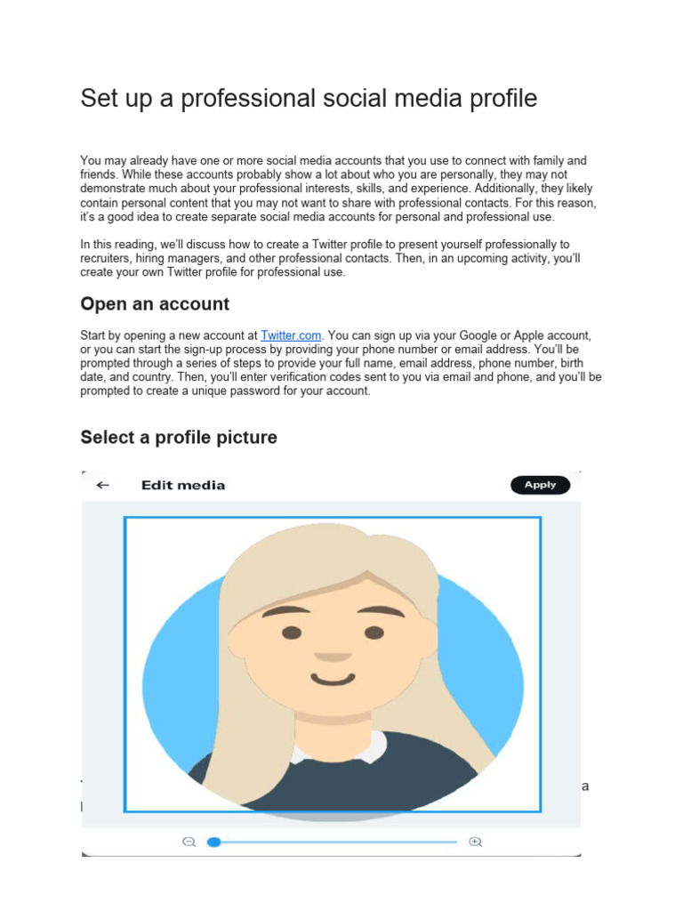 Setup A Professional Social Media Profile | PDF | Social Media ...