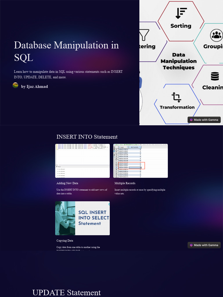 Database Manipulation in SQL | PDF | Teaching Methods & Materials | Technology & Engineering