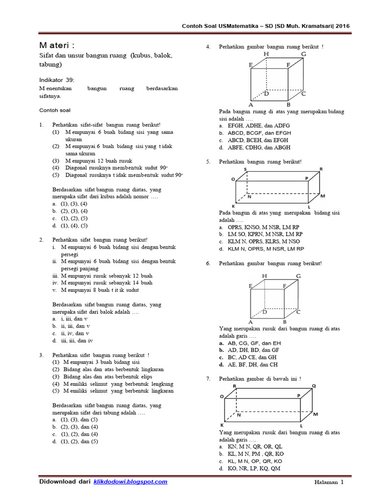Bangun Ruang - 2 Kelas 6 SD | PDF | Metode & Bahan Ajar