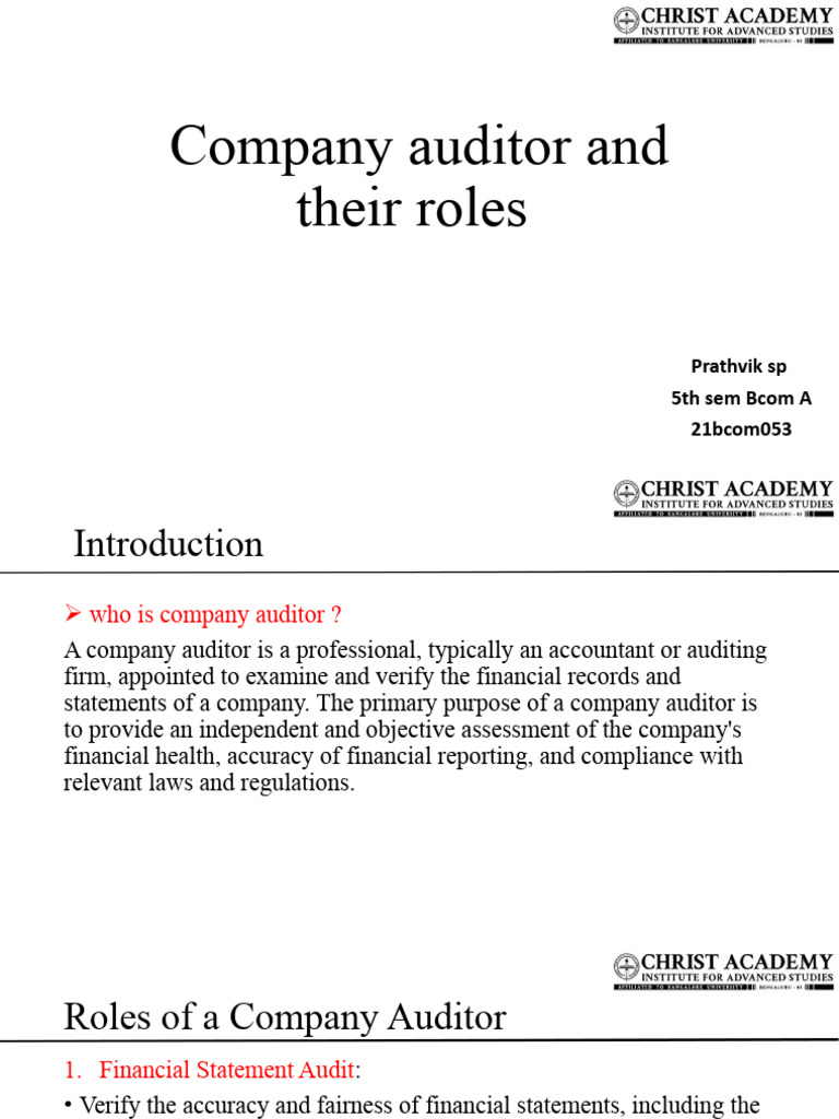 Company Auditor and Their Roles | PDF | Audit | Financial Audit
