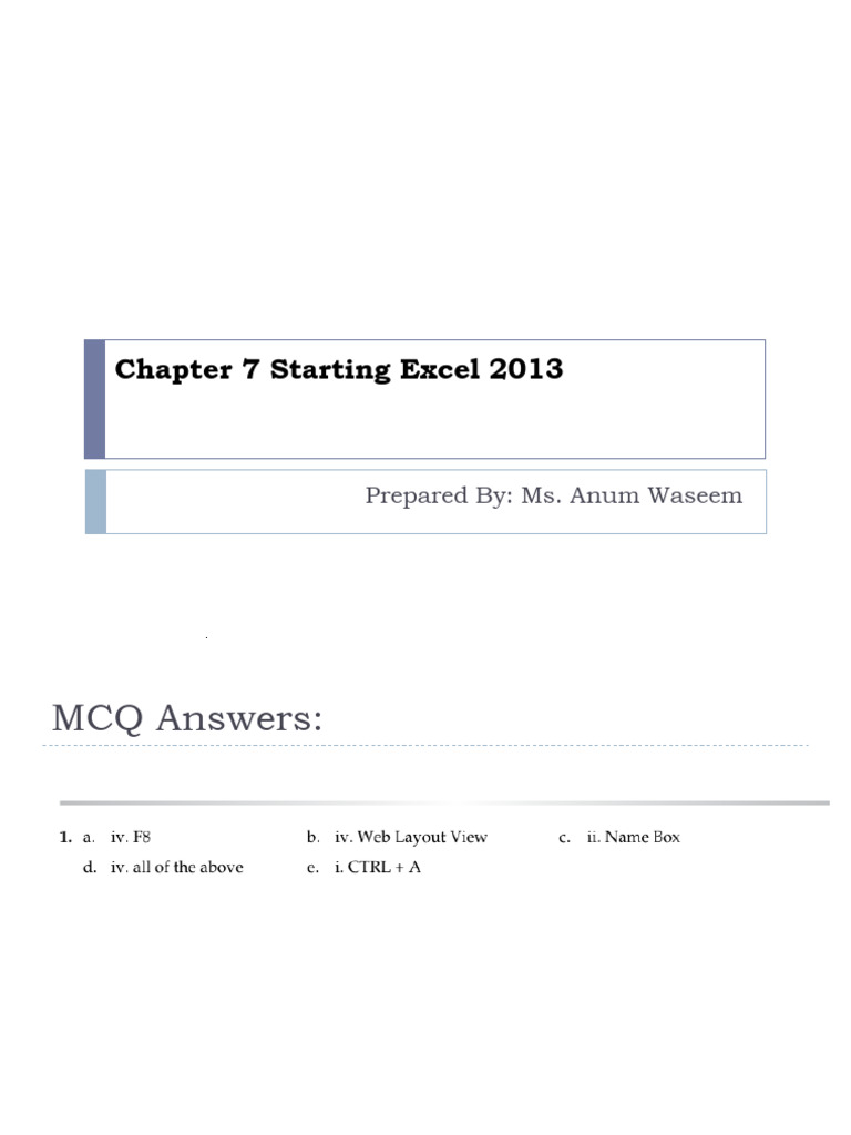 Chapter 7 Starting Excel 2013-3 | PDF | Teaching Methods & Materials