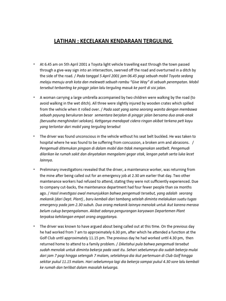 Vehicle Rollover Incident Exercise (Ind) | PDF | Products ...