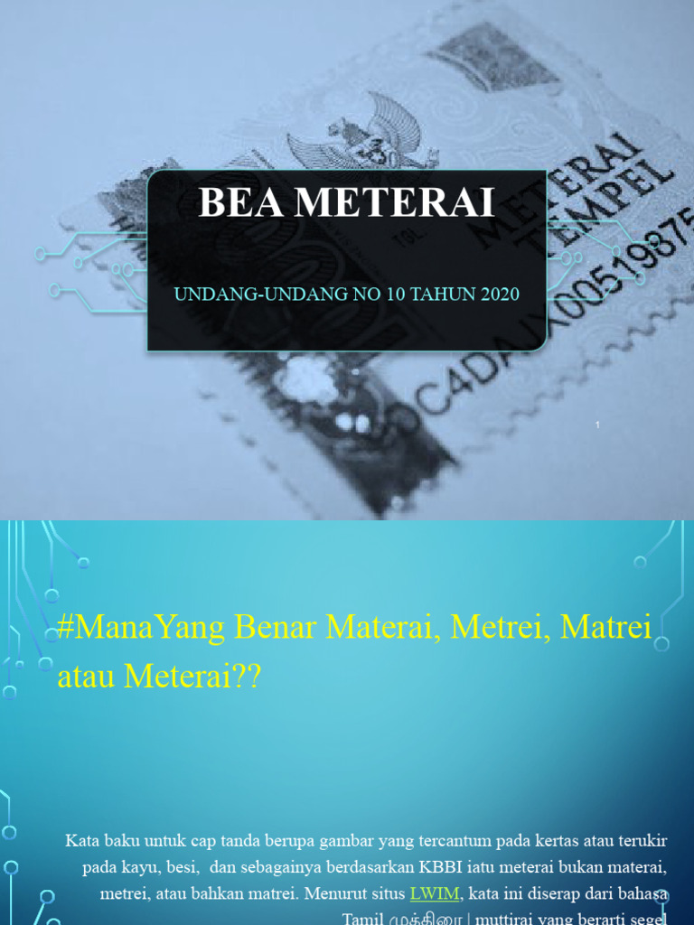 Uu Bea Meterai 2020 | PDF
