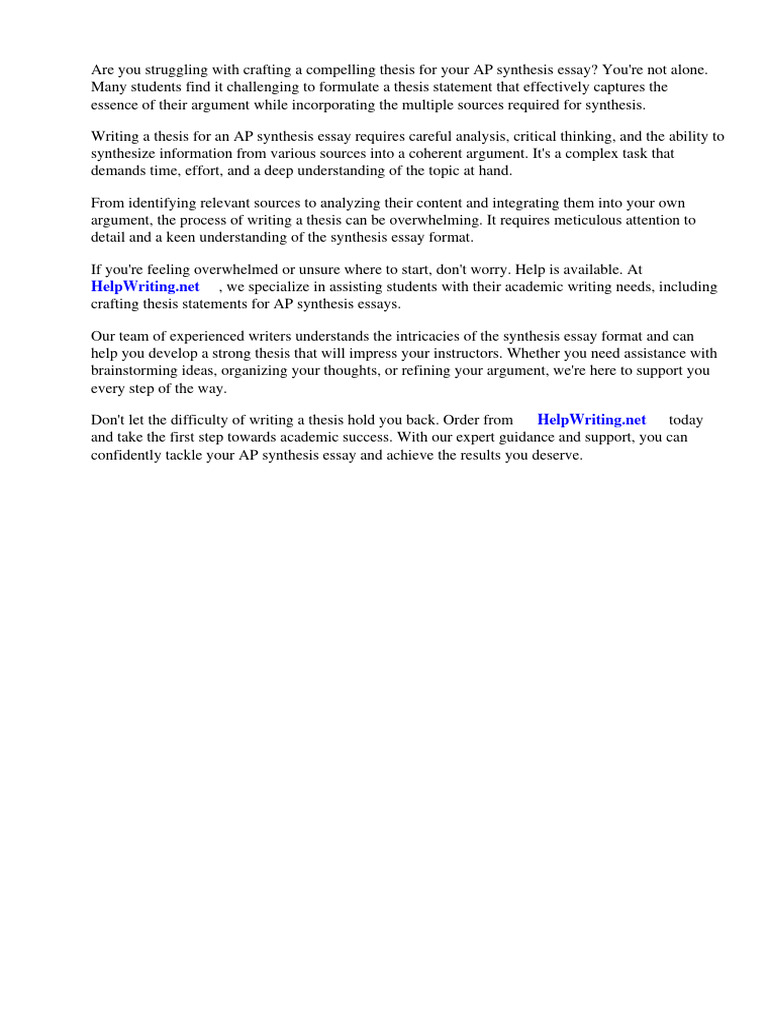 AP Synthesis Essay Thesis | PDF | Essays | Dialectic