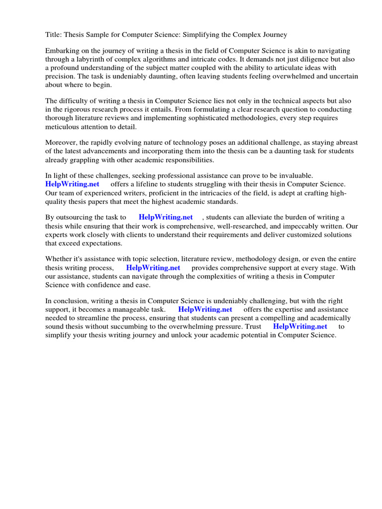 Thesis Sample For Computer Science | Download Free PDF | Thesis | Engineering