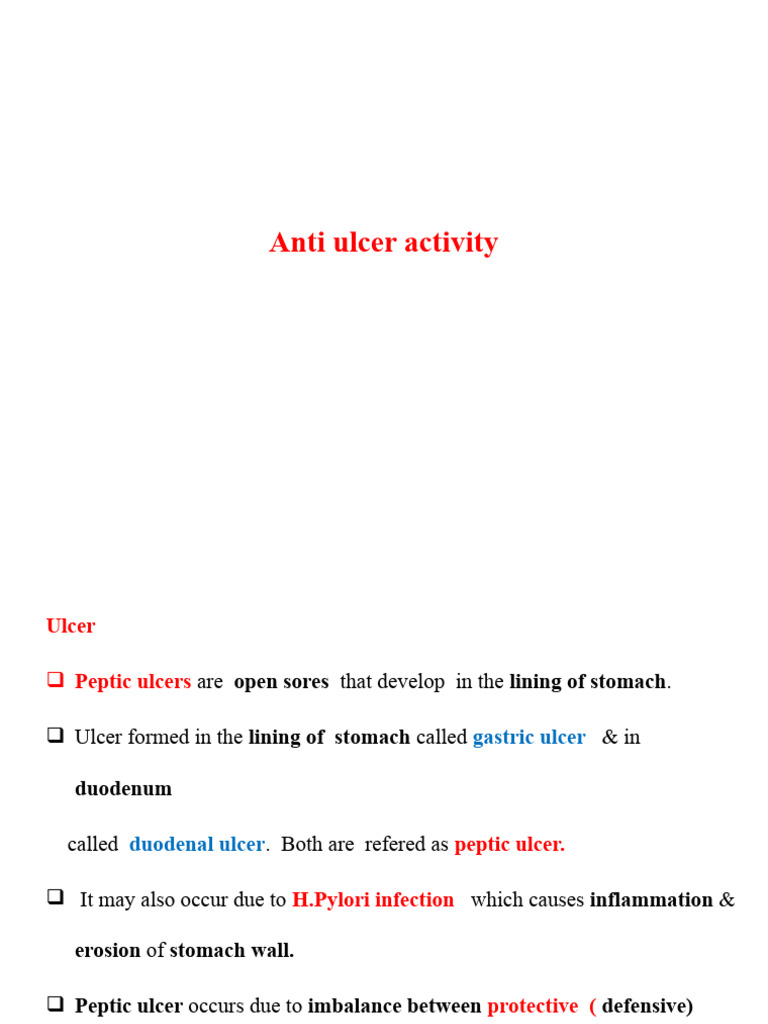 Anti Ulcer Activity | PDF