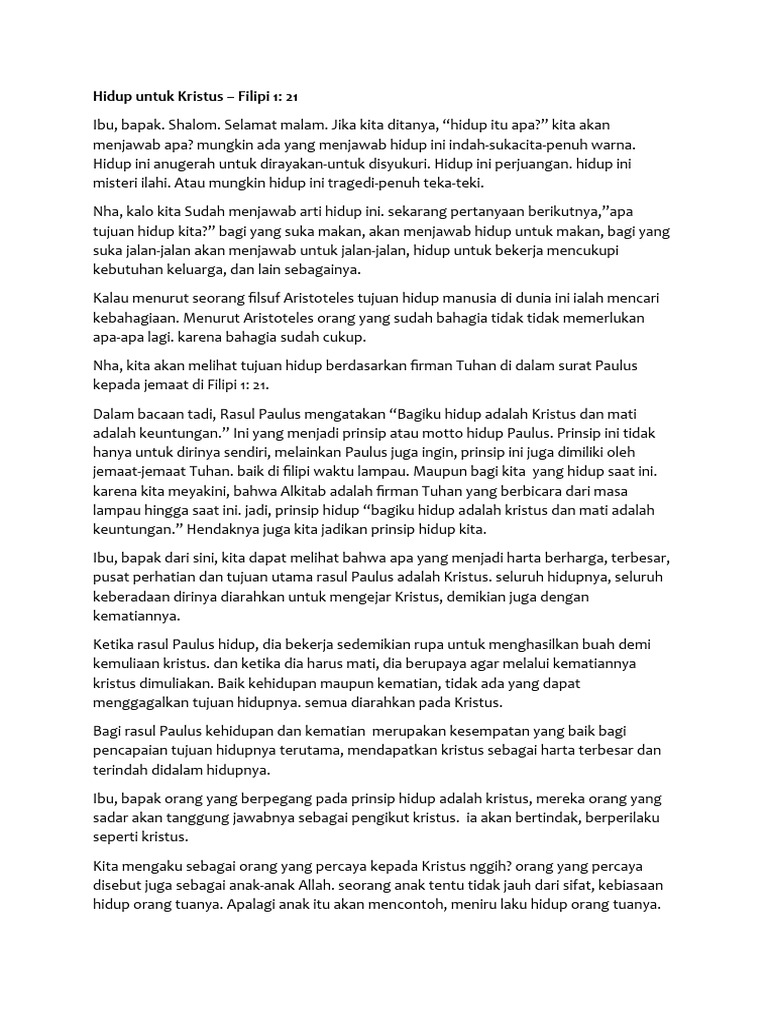 Hidup Untuk Kristus | PDF