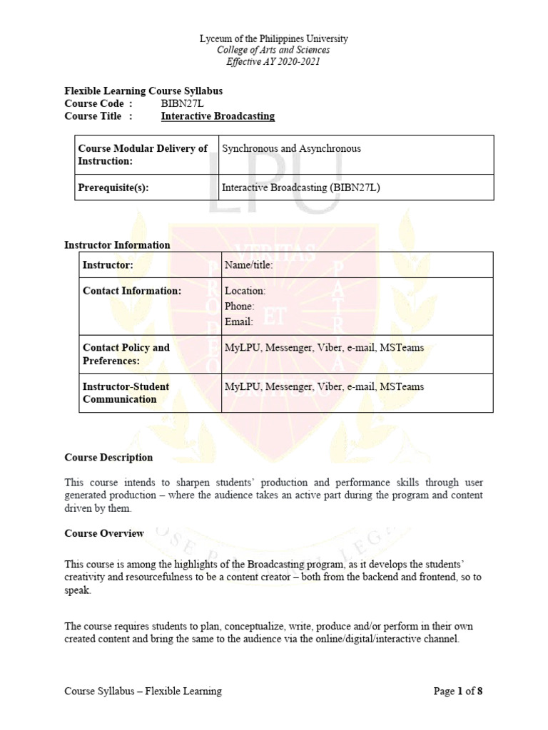 Bibl27a Interactive Broadcasting Syllabus | PDF | Communication | Learning