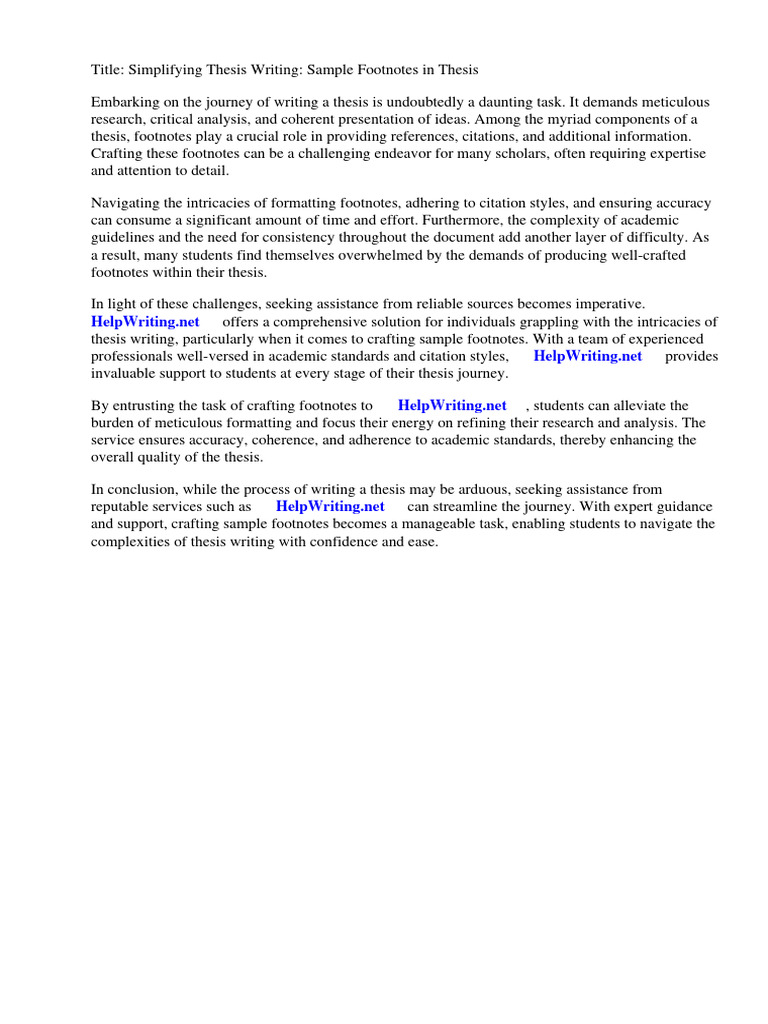 Sample Footnotes in Thesis | PDF | Note (Typography) | Citation